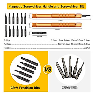 Upgraded All-in-One Magnetic Eyeglass Repair kit with Magnifying Glass, Repair Tool Kit with 12 Interchangeable Screwdriver Bits, Nose Pads, Screws and Tweezer for Eyeglass, Sunglass, Watch, Laptop