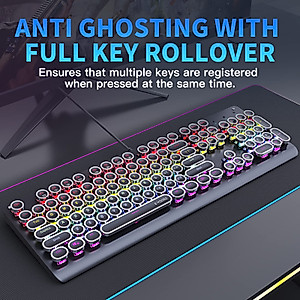 E-YOOSO K600 Mechanical Gaming Keyboard 104 Keys LED Backlit Keyboard Crystal Keycap (Blue Switch)