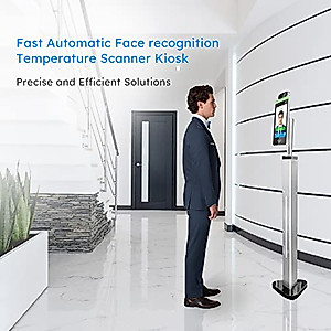 Wi-Fi Non-Contact Face Recognition Automatic Scanner Kiosk with Touch Screen and face Comparison Library(Stand with Hand Sanitizer Dispenser)