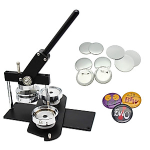ChiButtons Kit 75mm (3") Button Maker Badge Press Machine-B400 + 75mm Round Die Moulds + 100 set Pin Button Components + Adjustable Circle Cutter (Black-new)
