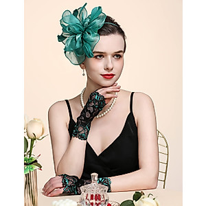 Gionforsy Fascinators Hat for Women Tea Party Kentucky Derby Wedding Mesh Feathers Hair Clip (Green)