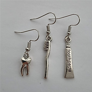 3pcs Tooth Earrings Set, Toothpaste and Toothbrush, Cute Teeth Jewelry, Mom