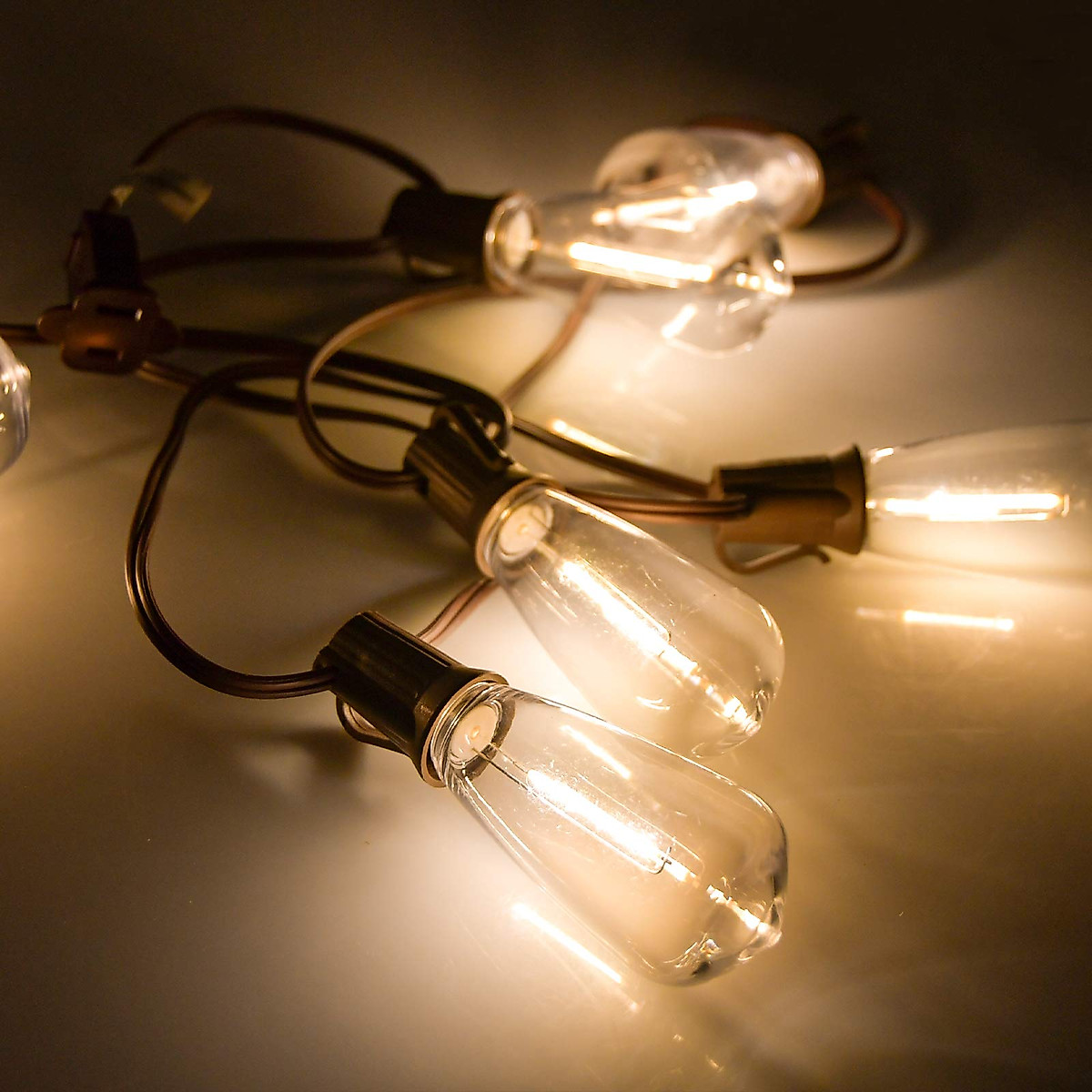 10 Pack LED Edison Light Bulbs, 0.6 Watt Shatterproof Dimmable Replacement Bulbs ST40 E17 Clear Plastic Light Bulbs for Outdoor Patio String Lights, E17/C9 Intermediate Screw Base Bulb, Warm White