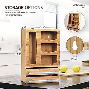 Ziplock Bag Organizer for Drawer - Foil and Plastic Wrap Organizer - Sandwich Bag Organizer for Drawer - Baggie Organizer for Drawer