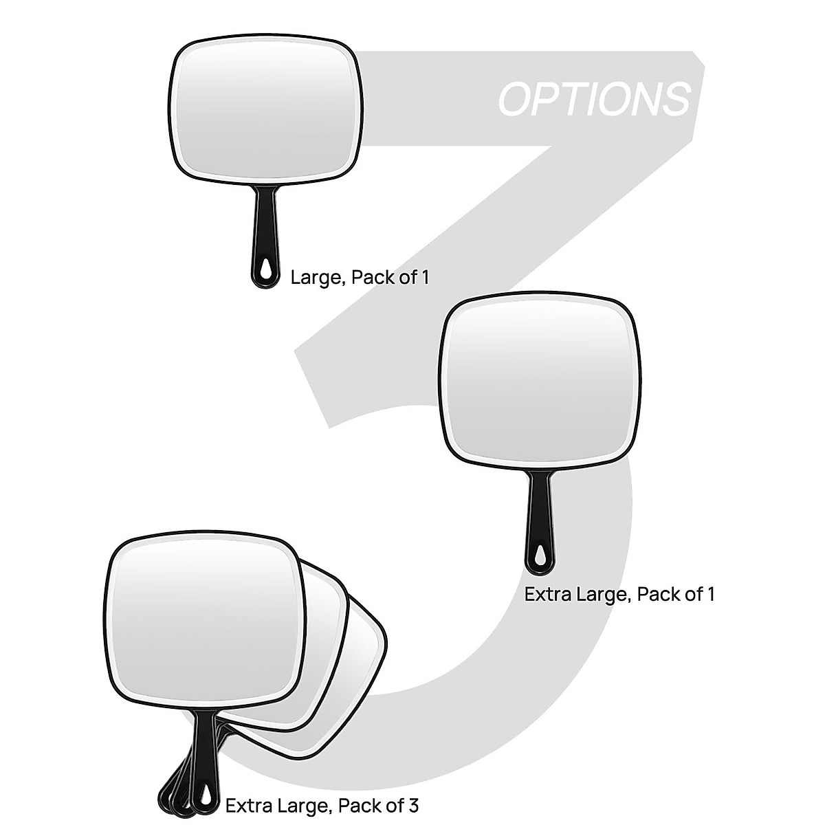 OMIRO Hand Mirror, Extra Large Black Handheld Mirror with Handle, 12.4" L x 9" W