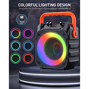 Karaoke Machine with Two Wireless Microphones, Portable Karaoke Machine for Adults & Kids, Karaoke Microphone with PA System, LED Lights, Karaoke Speaker Supports for TF Card/USB, AUX In, FM, REC,TWS