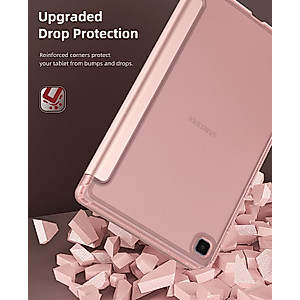 MoKo Case Fits Samsung Galaxy Tab A7 Lite 8.7" 2021 (SM-T225/T220/T227), Slim Lightweight Smart Case Trifold Stand Case with Soft TPU Translucent Frosted Back Shell for Galaxy Tab A7 Lite, Rose Gold