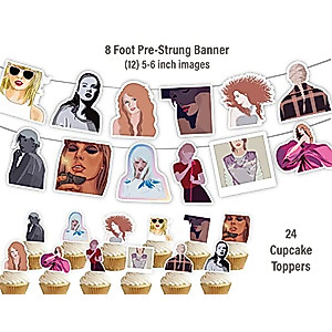 Party Decorations for Music Birthday Decorations, ERAS Cutout Cake Toppers, Backdrop Banner Wall Decor, and Party Supplies (25 Pcs)