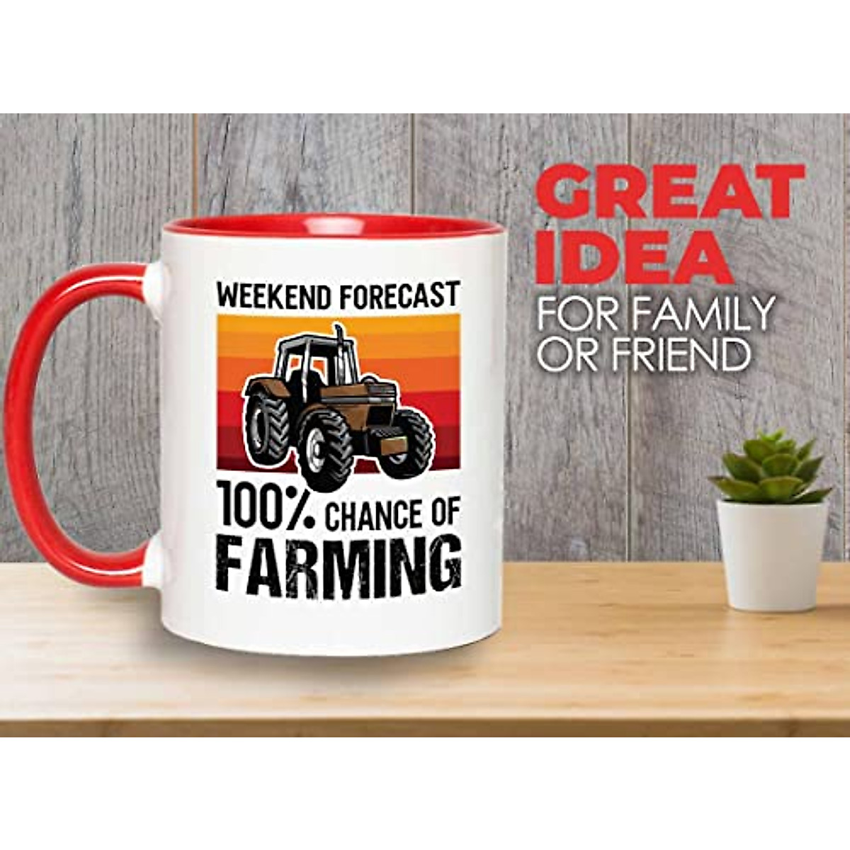 Bubble Hugs Farmer Birthday Two Tone Red Edition Coffee Mug 11oz - Forecast Farming - Dry Farming Farm ranch Market Garden Agricultural Seed Drill Acre Hay Tractor Farmer Crops