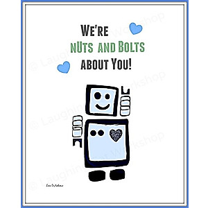 Cute Robot art print Nuts and Bolts Kids Quote print Love poster print baby room Robot nursery decor toddlers room art girls boys children's room decor