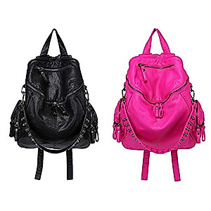 Ro Rox Calamity Womens PU Punk Gothic School Uni Studded Backpack - Black