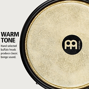 Meinl Percussion Bongos Hand Drum Set 6.5" and 7.5" with Synthetic Shells and Tuning Key — NOT Made in China — Journey Series, 2-Year Warranty (HB50BK)