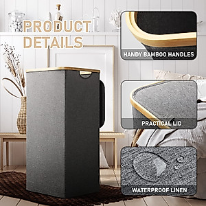 Gallelife Laundry Basket with Lid, Laundry Hamper,105 L Large Hampers with Handle, Tall Laundry Hamper with Lid for Bedroom Organizer, Laundry Bin for Bathroom