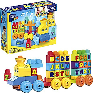 MEGA BLOKS Fisher-Price ABC Blocks Building Toy, ABC Musical Train with 50 Pieces, Music and Sounds for Toddlers, Gift Ideas for Kids Age 1+ Years