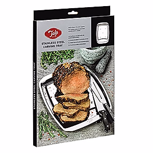 Tala Performance Stainless Steel Carving Tray, with 5 Spikes to Hold Meat Whilst Carving, 35.5cm x 25 cm