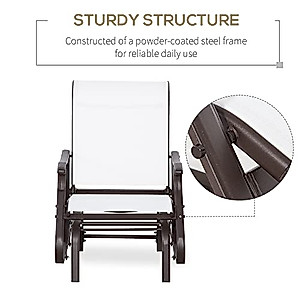 Outsunny Outdoor Swing Glider Chair, Patio Mesh Rocking Chair with Steel Frame for Backyard, Garden and Porch, White