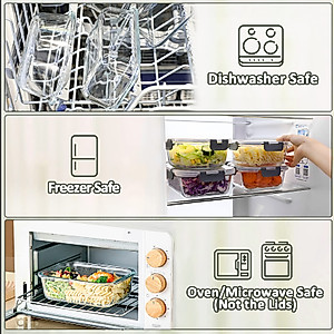 M MCIRCO 36oz Glass Meal Prep Containers set of 5 and 30Pcs Glass Food Storage Containers Set