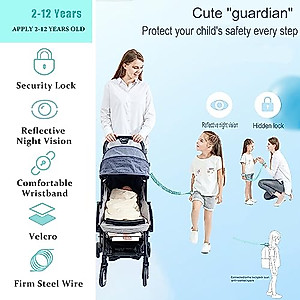 Anti Lost Wrist Link 2 Pack, WSZCML Toddler Safety Leash with Key Lock, Reflective Child Walking Harness Rope Leash for Kids & Babies, 2.5M / 8.2ft Cyan + 2.5M / 8.2ft Light Pink