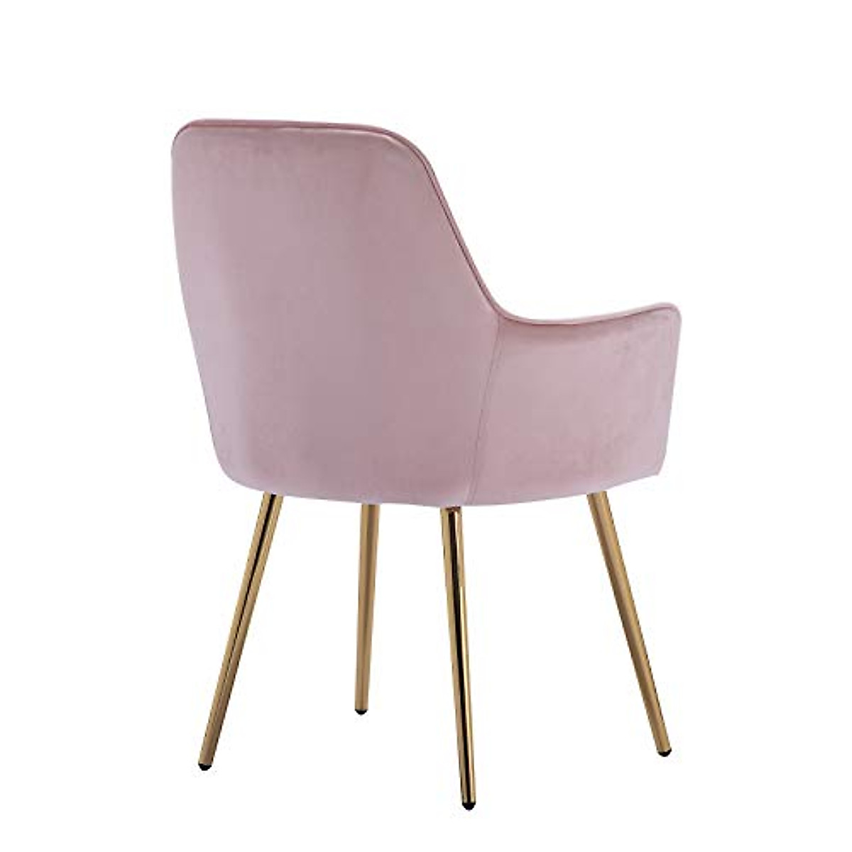Artechworks Accent Living Dining Room Velvet Arm Chair Club Leisure Guest Lounge Bedroom Upholstered Chair with Gold Metal Legs, Pink