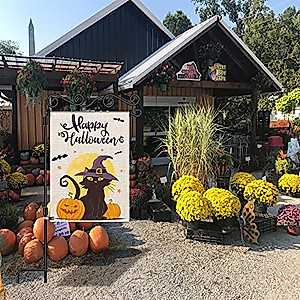 Garden Flag Stand Floral Style, BONWIN Garden Yard Flag Pole Holder Stands, Powder Coated Weather-Proof Paint Metal Flagpole with Spring Stoppers & Anti-Wind Clip for Garden - 36.34"H x 16.02"W, 2 Pack