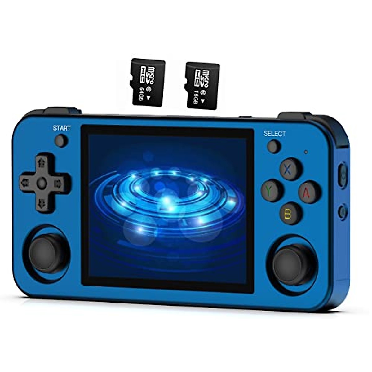 ANBERNIC RG353M Handheld Game Console , Aluminum Alloy CNC Process Dual OS Android 11 + Linux System Support 5G WiFi 4.2 Bluetooth Built-in 64G SD Card 4452 Games (Deep Blue)