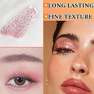 DuoZeng Liquid Glitter Eyeshadow,Liquid Sparkling Eye Shadow Under Eye Shadow Bling,Long Lasting,Quick Drying,Easy to Apply,Pigmented Liquid Glitter Eye Shadow for Crystals Eye Makeup(#05)