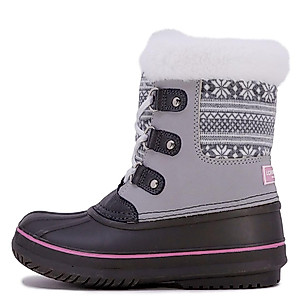 LONDON FOG Girls Tottenham Cold Weather Snow Boot GREY FELT/PINK Size 13