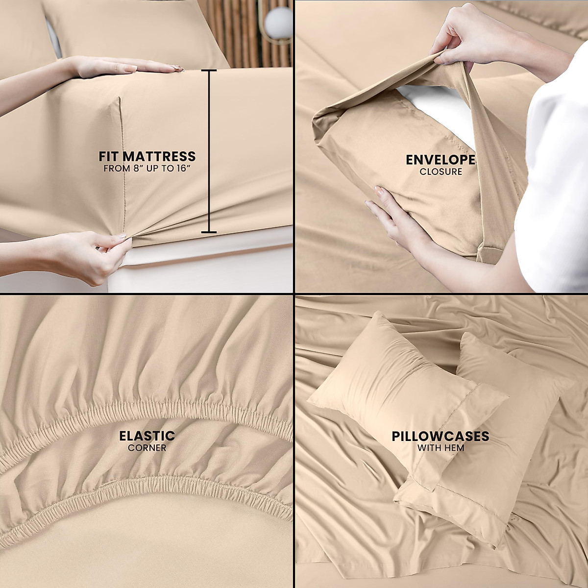 Utopia Bedding Full Bed Sheets Set - 4 Piece Bedding - Brushed Microfiber - Shrinkage and Fade Resistant - Easy Care (Full, Beige)