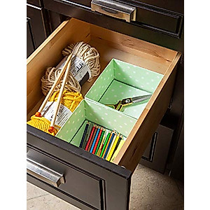 Home Traditions Foldable Cloth Storage Box Closet Dresser Drawer Organizer Cube Basket Bins Containers Divider with Drawers for Underwear, Bras, Socks, Ties, Scarves - Set of 2, Gray Polka Dot