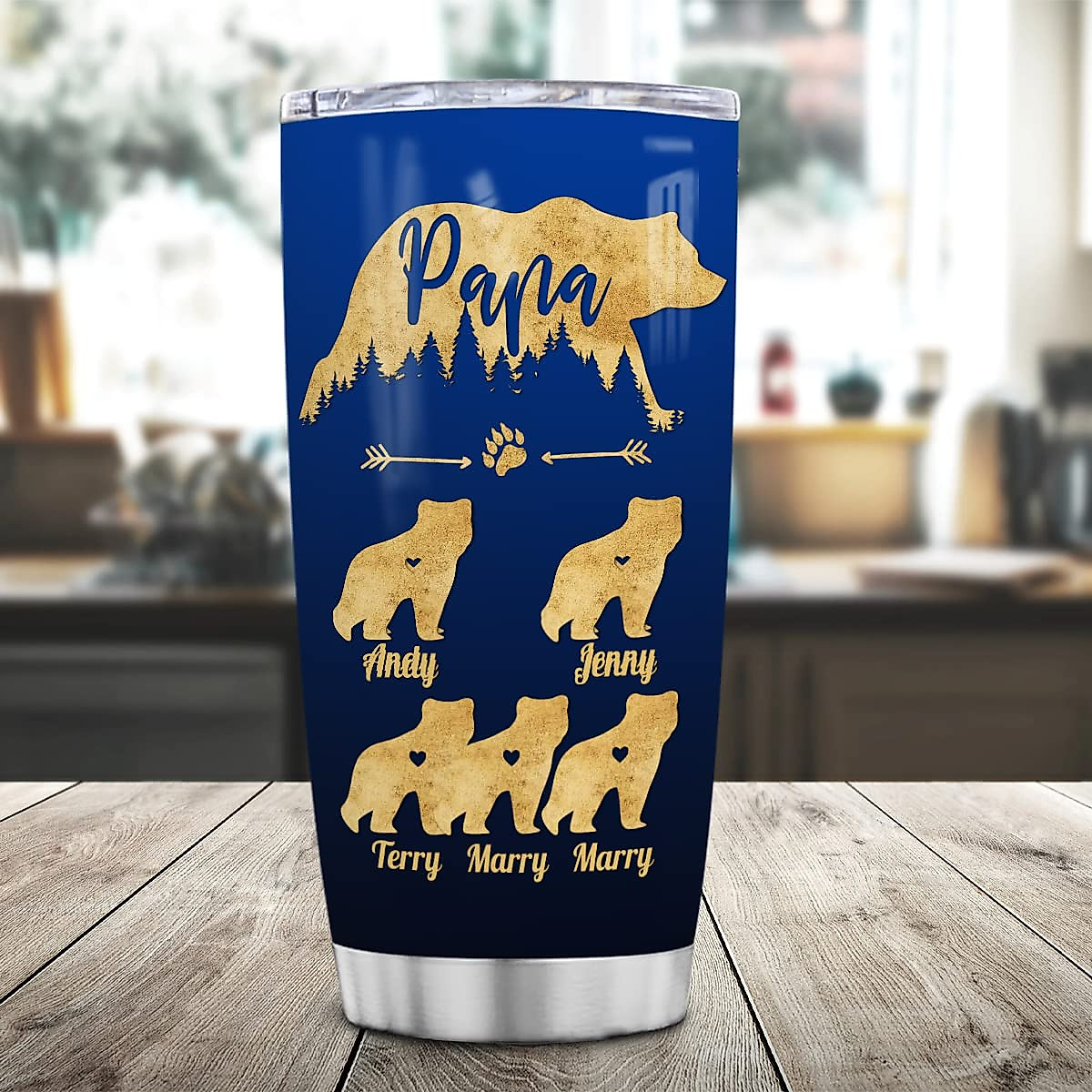 wowcugi Personalized Papa Bear Tumbler 20oz 30oz Grandpa Tumblers Stainless Steel Coffee Travel Mug Papa Cup Gift For Grandfather Grandad Pop Birthday Fathers Day Stuff Gift From Grandchildren