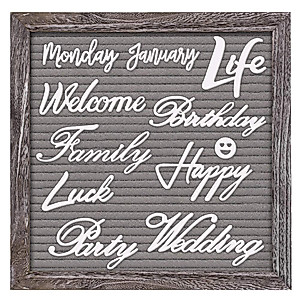 Double Sided Felt Letter Board with Rustic 10x10 Wood Frame,750 Precut Letters,Months & Days & Extra Cursive Words, Wall & Tabletop Display, Letters Organizer,Farmhouse Wall Decor message Board