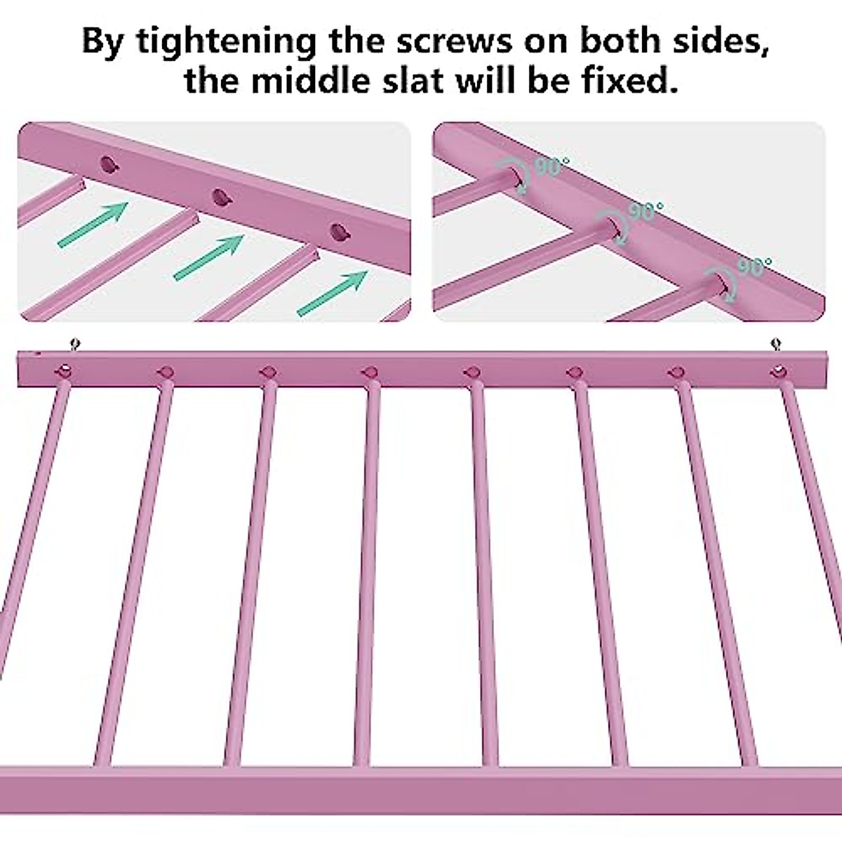 Elephance Twin Size Bed Frame with Headboard and Footboard, Metal Platform Bed Frame with 14 Inch Storage Space Mattress Foundation No Box Spring Needed for Girl Pink