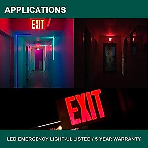EXITLUX 2 PACK UL Listed -Red Led Exit Sign with Emergency Lights&Battery Backup Operated Powered Exit Lights Exit -Double Face-120-277VAC Fire Exit Signs Lighting for Room,Street,Window.Stairs.