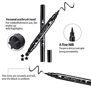 Jutoe 1Pcs Dual Ended Eyeliner Stamp,Waterproof Liquid Eyeliner With Heart Seal Stamp,Long Lasting Seal Eyeliner Pen For Makeup,Eye Decoration Eye Liner Makeup Tool Black No smudge (02# Heart)