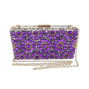 BingBing MultiColored Jewel Clasp Women Crystal Purse Evening Handbags Wedding Clutch Bag (purple)