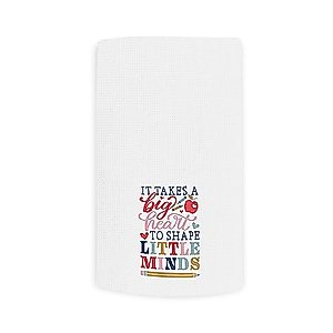 kunlisa Teacher Appreciation Gifts,It Takes a Big Heart to Shape Little Minds Kitchen Towels and Dishcloths 16×24 Inch,Teacher Hand Dish Tea Towel for Kitchen Decor,Thank You Gifts for Teachers