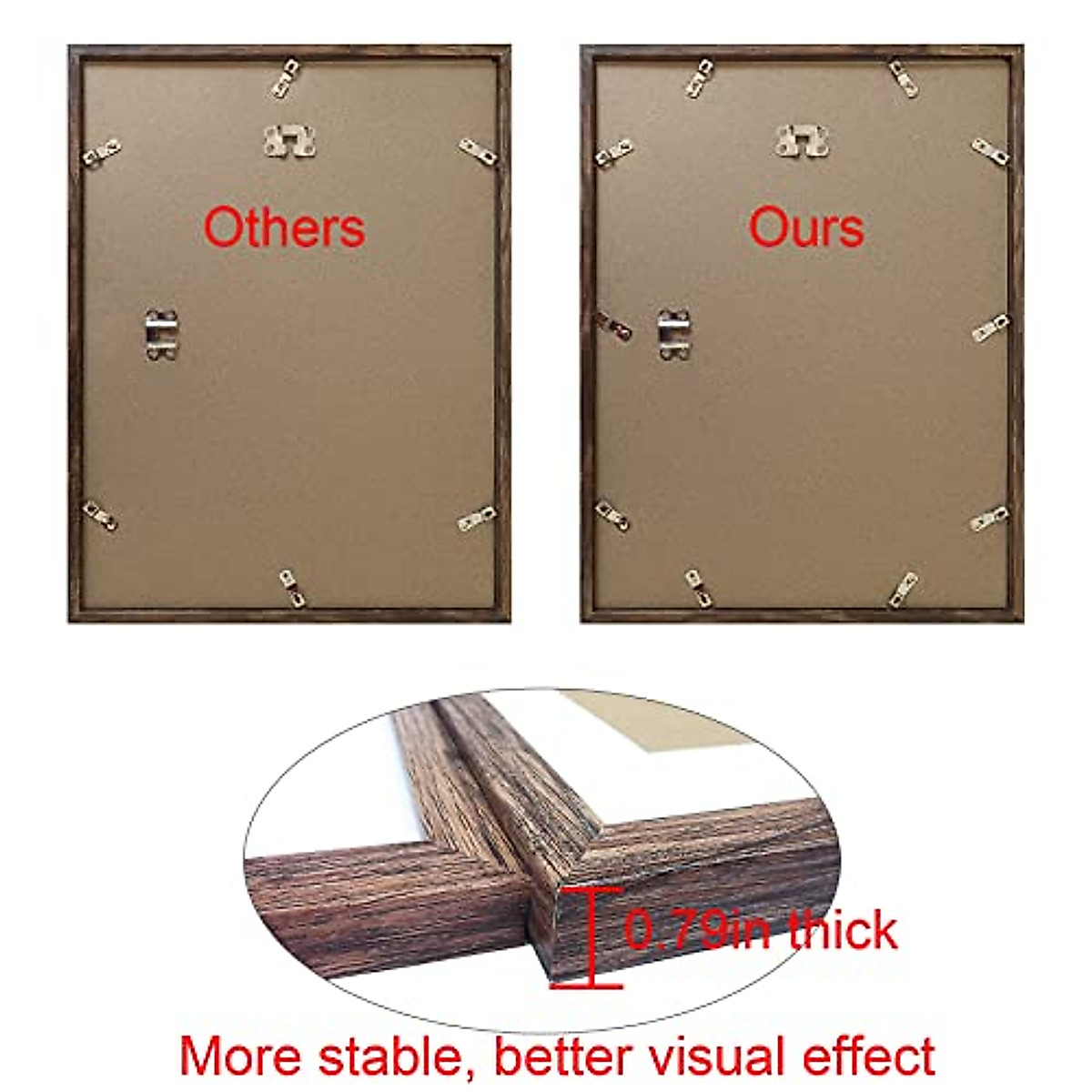 SESEAT 12x16 Picture Frame Rustic Brown, Display Pictures 9x12 with Mat or 12x16 without Mat, Photo Frames Wall Gallery, 1 Pack