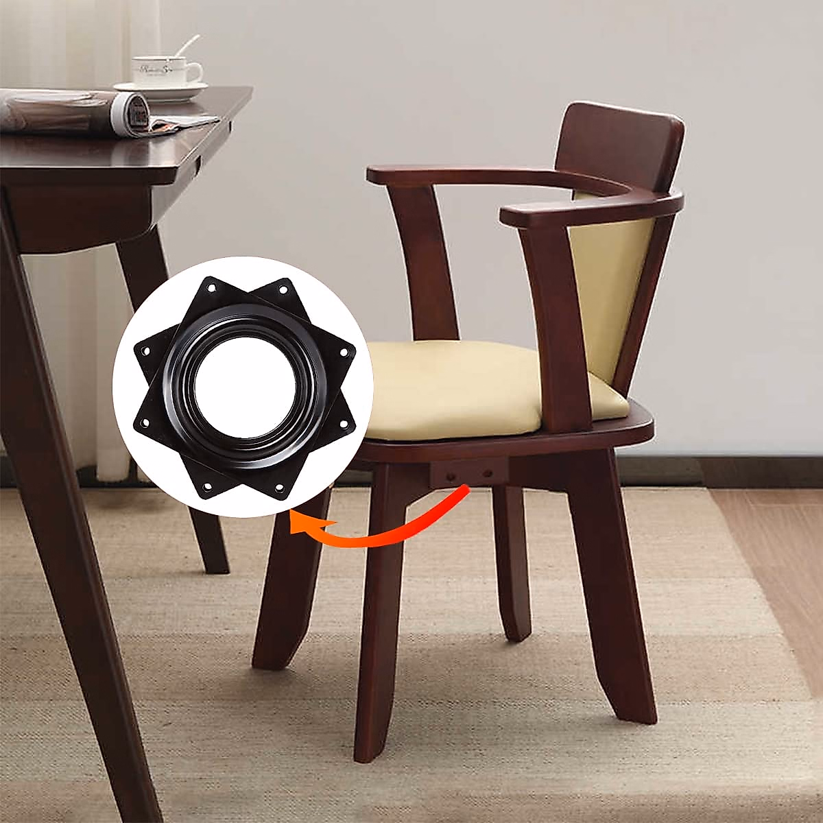 Lazy Susan Square Turntable Bearings 2Pack 6Inch Steel Rotating Bearing Swivel Plate Lazy Susan Hardware Base Parts Kit for Serving Trays Kitchen Cabinet Craft Project (6 Inch, 2)