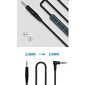 2.5mm to 3.5mm Audio Cable Inline Mic Remote Control Cord Compatible with Bose QuietComfort 25/35/QC25/QC35 Bose Oe2 oe2i Soundtrue Headphones