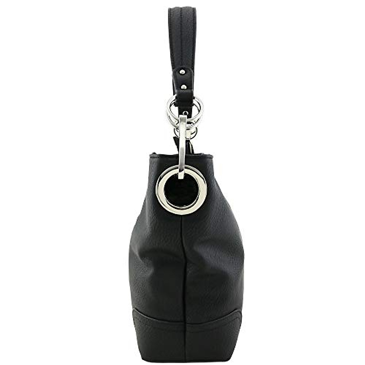 Hobo Shoulder Bag with Big Snap Hook Hardware (Black)