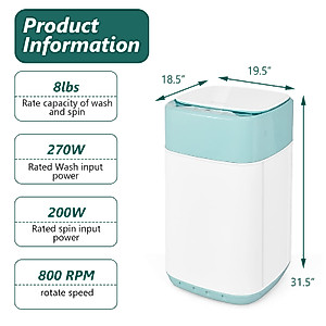 Giantex Portable Washing Machine, Washer and Spinner Combo 8lbs, with Faucet Adapter, 1 cu.ft 6 Program 6 Water Levels Built-in Drain Pump, Top Load 2 in 1 Full Automatic Laundry Washer Apartment Dorm