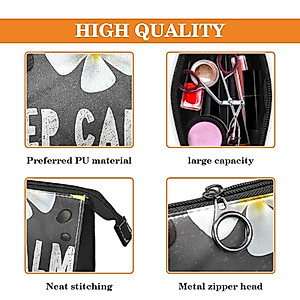 TBOUOBT Cosmetic Travel Bags, Makeup Case, Makeup Bag for Toiletries, Keep Calm Hawaiian Flower Stone Zen