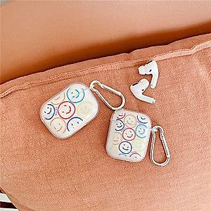 MINSCOSE Cute Airpod Pro Clear Case with Keychain, Cartoon Smiley Face Design Soft Silicone Smooth Shockproof Compatible with Airpods Pro Charging Case for Girls Kids Women