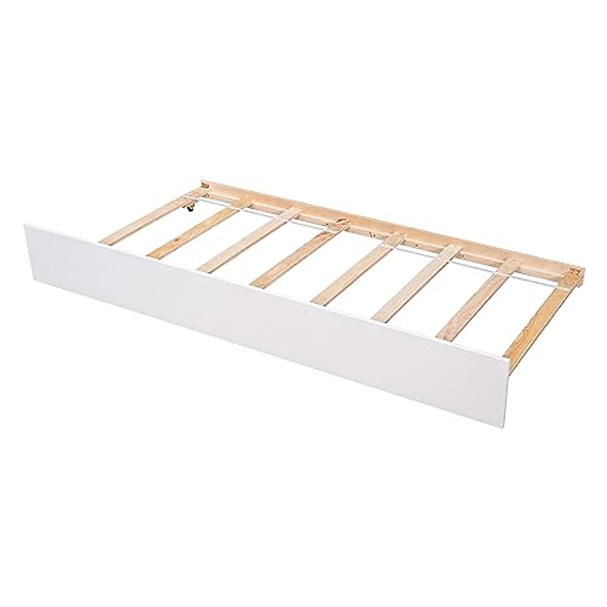 HomSof Twin Trundle, Platform Bed Frame with Headboard and Footboard,for Bedroom Small Living Space, White