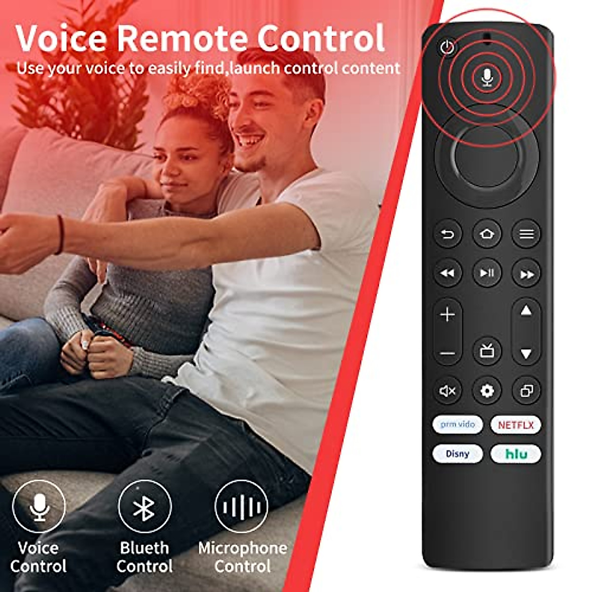 NS-RCFNA-21 Voice Replacement Remote Control for Insignia and Toshiba Fire Smart TVs with 4 Shortcut Buttons (PrimeVideo Netflix Disney+ Hulu)