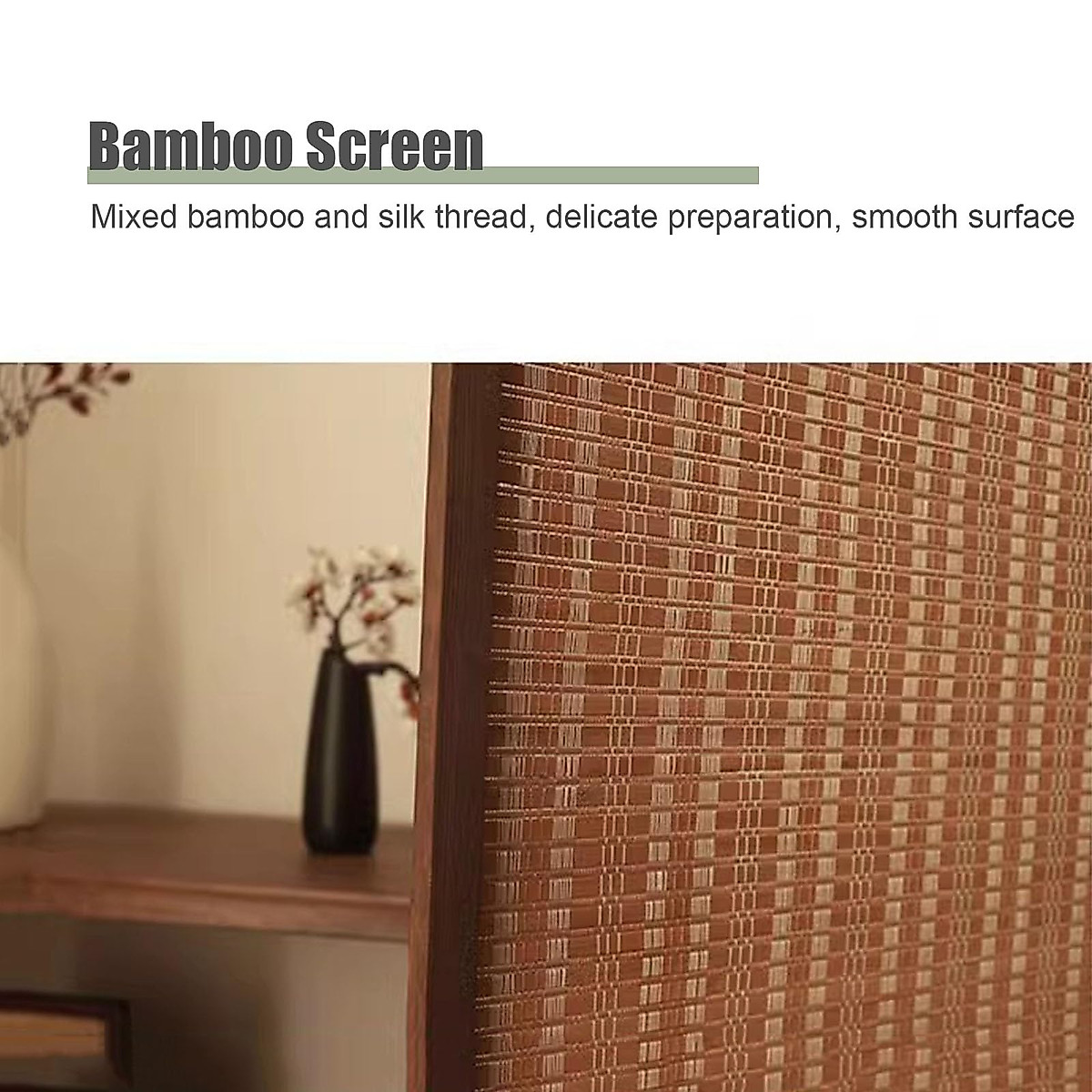 Bamboo Room Divider 4 Panel, Freestanding & Folding Privacy Screen with Swivel Casters, Office Weave Fiber Partition Wall Panels (Color : Brown, Size : Tall 170cm/67 in)