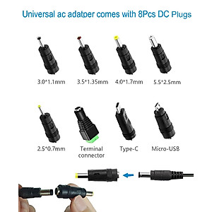 5 Volt 2A DC Power Supply Cord Adapter 100V-240V AC to DC 5V 2000mA 1.5A 1A 0.5A Power Adapter Supply 10W AC Adapter 8 Tips for Monitor, USB Hubs, Keyboard, LED, Weight Scale, CCTV Security System