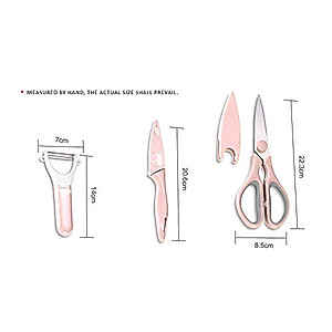JS Kitchen Scissor 3-Pcs Set,Poultry Shears,Kitchen Cooking Knife Set with Melon Planing Fruit Knife and Peeler for Cutting Poultry, Chicken, Meat, Herbs, Vegetables and Fish.