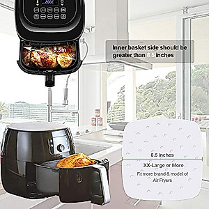 Air Fryer Liners - 8.5 Inches, 100pcs Premium Perforated Parchment Paper Compatible with Philips, Cozyna, Secura, NuWave Brio, Chefman, GoWISE USA, BLACK+DECKER, COSORI and More Air fryers