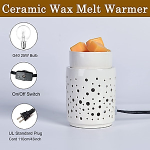 mocosa Ceramic Wax Melt Warmer,Candle Wax Warmer for Scented Wax,Wax Melt Wax Cubes Melter Fragrance Warmer Gift for Wedding Spa and Aromatherapy (Round)